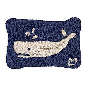 Chandler 4 Corners Artist-Designed Little Whale Hand-Hooked Wool Decorative Petite Throw Pillow (8” x 12”)