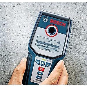 BOSCH GMS 120 Wall Scanner with Modes for Wood, Metal, and Live Wiring, Includes 9V Battery, Hand Strap, & Pouch