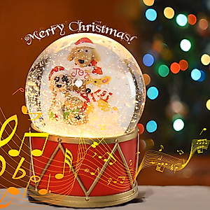 Christmas Snow Globes Musical Globe - Snow Globe with 8 Songs Color Changing Puppys and Cat Musical Box for Christmas Home Décor and Gifts