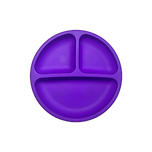 PlusLove Silicone Suction Plate– 100% Silicone Baby Plate, Toddler Plate, Kid Plates, Divided Plate With Suction Feature |Baby Led Weaning Plate| 3 Pack (Hot Pink, Purple, Pink, With Lids)
