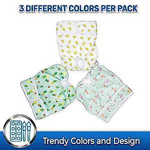 Pet Magasin Reusable Washable Dog Diapers (Pack of 3), Highly Absorbent with Strong & Flexible Velcro (Trending, Large (16”-24” Waist))