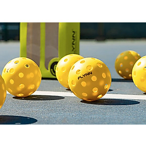 Flynn Outdoor Pickleball Balls – Bright Yellow Durable 40 Hole Pickleballs, Fly True with Consistent Bounce – Convenient 6 Pack, Suitable for Outdoor Pickleball Practice and Match Play.