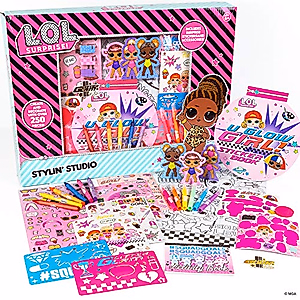 L.O.L. Surprise! Stylin' Studio by Horizon Group USA,Decorate LOL Surprise Paper Dolls With 250+ Accessories - DIY Activity Book, Scratch Art,Sticker Sheet,Coloring Pages,Markers,Crayons & More, Pink