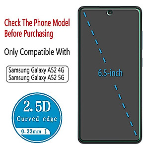 HPTech [2-Pack] Tempered Glass for Samsung Galaxy A52/ A52 5G Screen Protector, Support Fingerprint Reader, Easy to Install, Bubble Free, Case Friendly