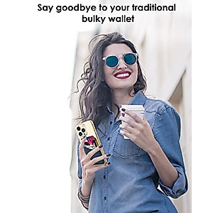 Miroddi MagSafe Wallet Card Holder for iPhone 14/13/12 Series - Blue+Orange RFID Blocking Faux Leather