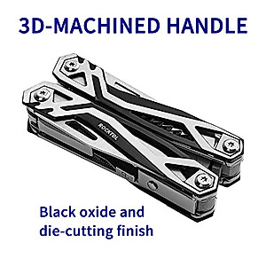 ROCKTOL Multitool Spring Pliers, 21-in-1 Heavy Duty Multi tool with Safety Locking Toolset, Magnetic Screwdriver, Bits, Bottle Opener, Saw, Nylon Sheath, Gift for Mans