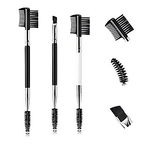 Eyebrow Brush and Comb Set, Ubonjoy 3 Pcs Eye Brow Brush, Professional Spoolie brushes, Firm Thin Angled Eyebrow Brush, Eyeliner Brush Kit, Precision Application & Blending