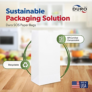 Duro - COMIN18JU053514 Grocery/Lunch Bag, Kraft Paper, 4 lb Capacity, (100 Count) (White)