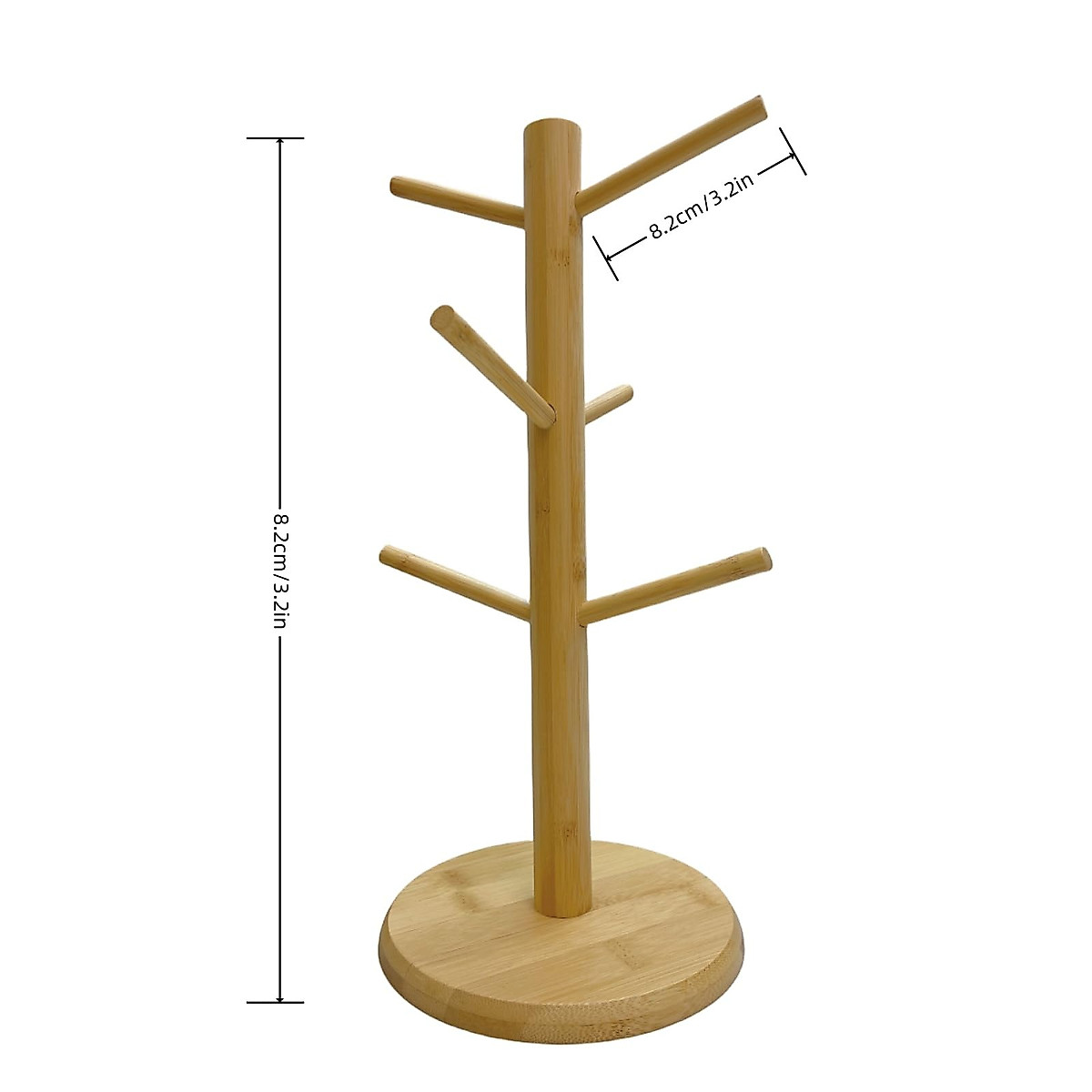 QruiLanTu Coffee Mug Tree,Coffee Mug Holder，Coffee Cup Holder with 6 Hooks,Wood Coffee Mug Holders for Counter,Coffee Bar Accessories and Decor，(Yellow)