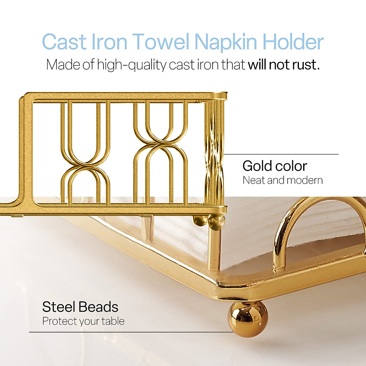 ADDFIT HOUSE Guest Towel Napkin Holder - Guest Towel Holder Tray for Bathroom - Strong Paper Hand Towel Holder Tray - Elegant Disposable Dinner Napkin Towel Holder for Table, Party, Picnic (GOLD)