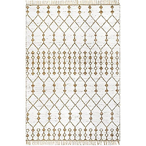 nuLOOM Mandy Hand Woven Moroccan Flatweave Tassel Area Rug, 8' x 10', Natural