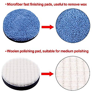SIQUK 35 Pieces Car Polishing Pad Kit 3 Inch Buffing Pads Foam Polish Pads Polisher Attachment for Drill
