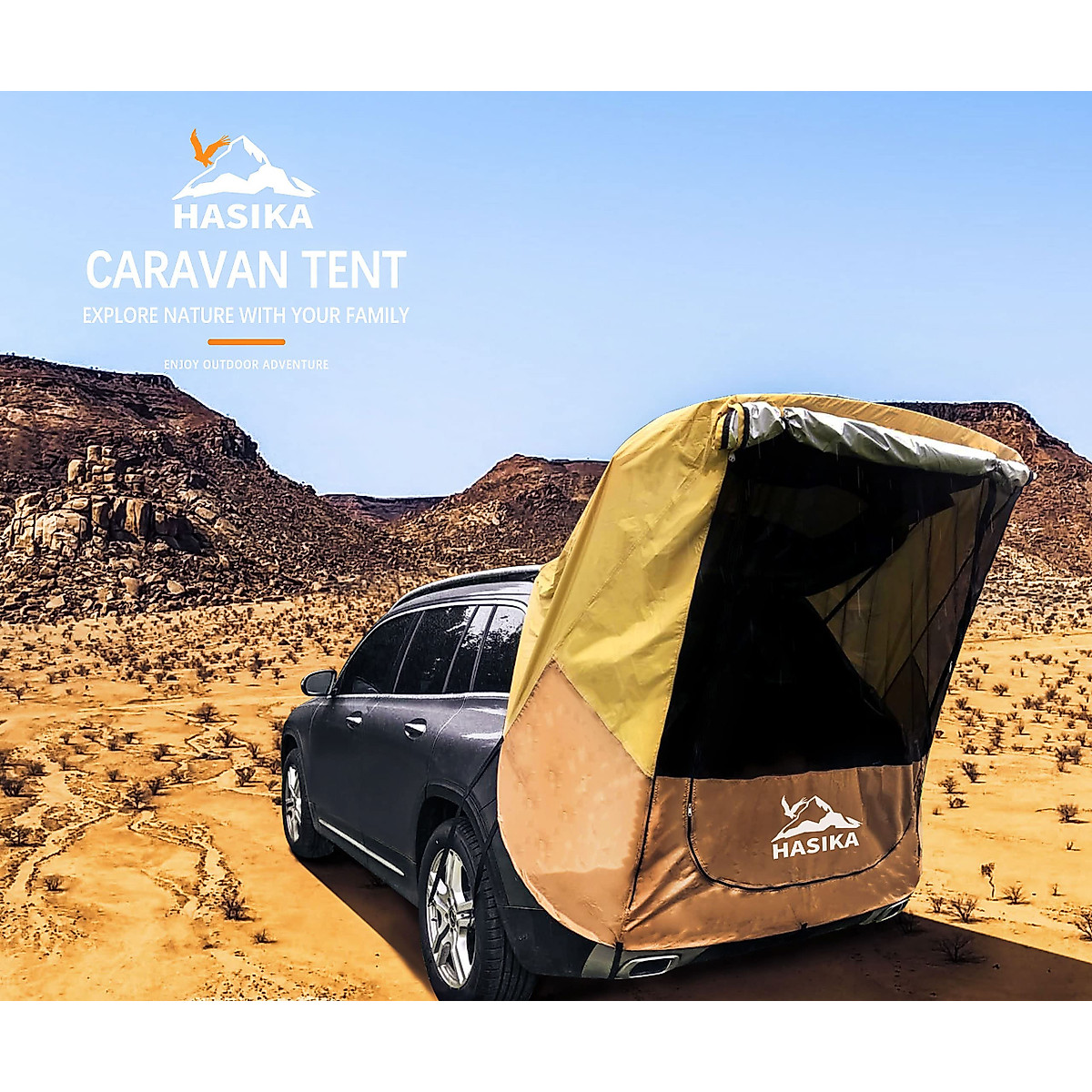 Hasika Camping Tent 2 Person Sun Shade Privacy Shelter Easy Set Up 120 Seconds Waterproof 3000MM UPF 50+ Yellow (Large)