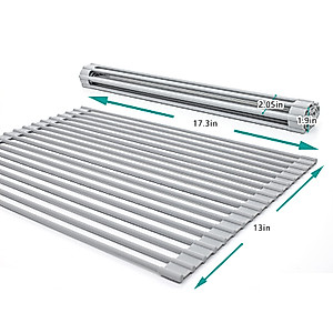 ONLEMY Roll Out Drying Rack for Sink(17.3''X13''),Dish Rack Silicone,Sink Drying Rack Roll Up,Silicone Drying Rack for Kitchen Sink Counter
