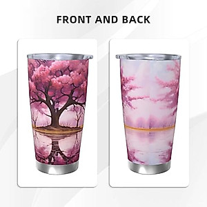 AYCZN Cherry Tree 20 OZ Tumbler Stainless Steel Travel Coffee Mug, Cherry Blossom Insulated Water Bottle with Lid and 2 StrawsLeakproof Thermal Cup