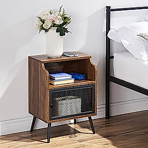 VECELO Nightstand with Storage Cabinet, End Side Table with Drawer,Night Stand for Home, Bedroom, Living Room, Easy Assembly,Set of 2,Brown