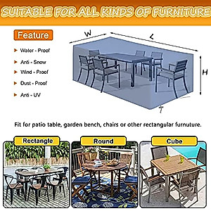 RURGLY 52"x24"x34" Outdoor Sofa Cover Waterproof, 420D Garden Furniture Covers Heavy Duty Windproof, Table and Chair Covers Rectangular, for Outdoor Patio Furniture