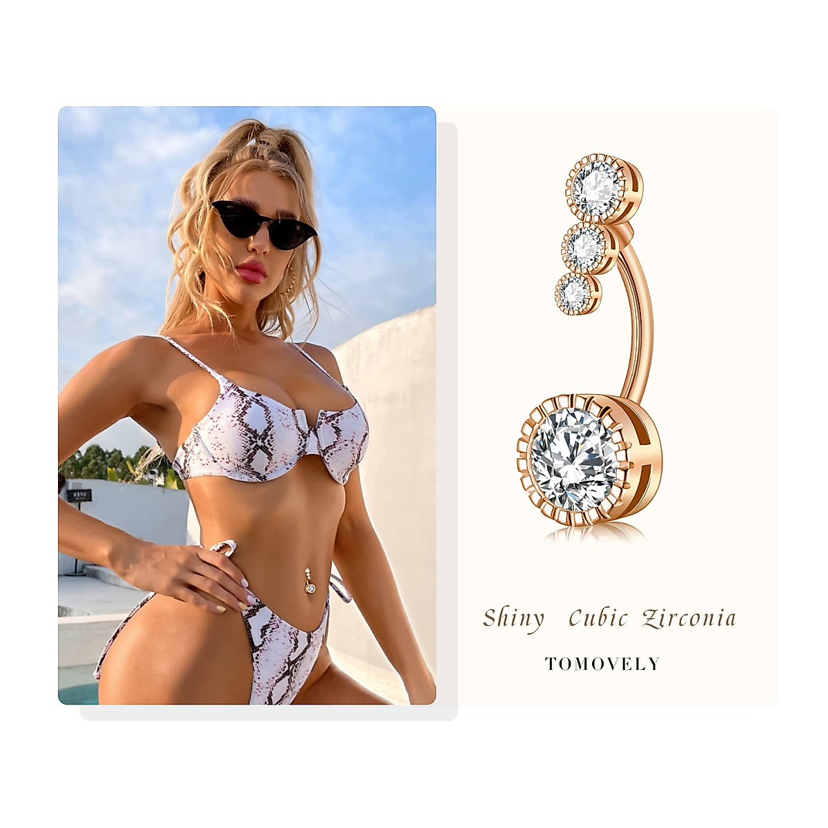 Tomovely 14G Belly Button Ring Cute Belly Button Rings Surgical Stainless Steel Belly Rings for Women Navel Rings Piercing Jewelry Belly Button Piercing Jewelry Rose gold