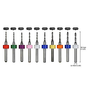 10pcs Tungsten Carbide Micro Drill Bits Set Engraving Tools for PCB Circuit Board 1.1mm-2.0mm