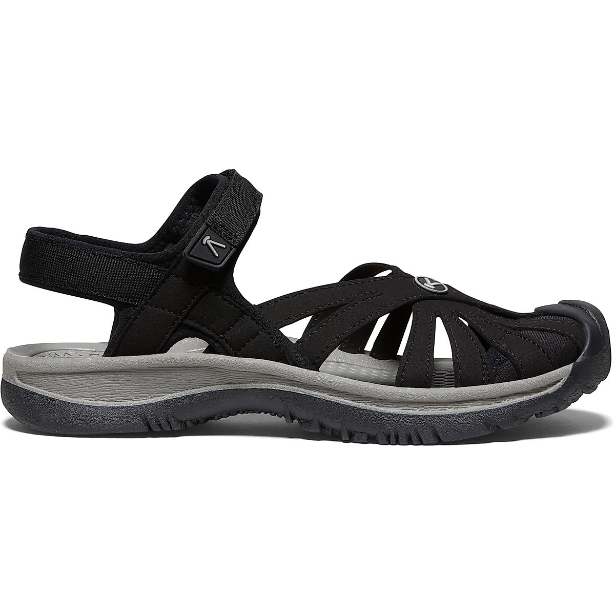 KEEN Women's Rose Casual Closed Toe Sandals, Black/Neutral Gray, 8.5