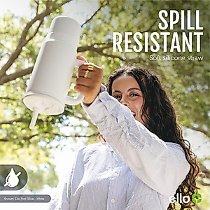 Ello Port 30oz Tumbler with Carry Loop & Integrated Handle | Vacuum Insulated Stainless Steel Reusable Water Bottle Travel Mug | Leak Proof Lid | Flexible Straw | BPA-Free | Dishwasher Safe | Mauve