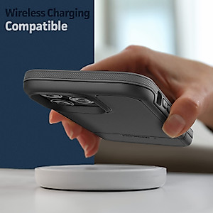 ENCASED Heavy Duty iPhone 14 PRO MAX Case with Screen Protector, Ultra Protective Military Grade [10Ft Drop Rated] Dual Hybrid Rugged Cover (Rebel Series) (Black)