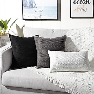 Yaertun Pack of 2 Super Soft Decorative Throw Pillow Covers Square Cushion Cases Pillowcases for Couch Sofa Bedroom Car Modern Embossed Patterned,16 x 16 inch,Black