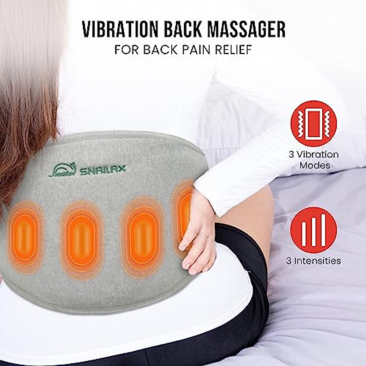 Snailax Heating Pad for Back Pain Relief,Belly Wrap Belt with 3 Vibration Modes & Adjustable Strap,Heating Pad for Cramps,3 Heat Setting & Auto Shut Off, Gifts(Gray)