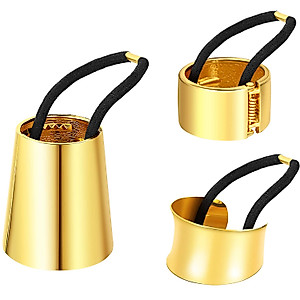 Yaomiao 3 Pieces Metal Circle Hair Cuff Elastic Hair Band Ties Ponytail Holder Rope Accessory for Women Girls, 3 Styles(Gold)