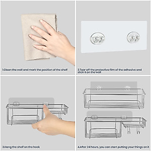 COSYLAND 2-Pack SUS304 Stainless Stee1 Adhesive Shower Caddy Hanging Basket Shelf, Rustproof Bathroom Shower Racks Bathroom Organizer in Shower (Chrome)