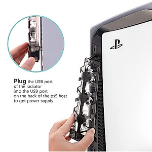 PS5 Cooling Fans, PS5 Cooling Fan Horizontal Compatible with PlayStation 5 Disc & Digital Edition Console, Include Fan Light, Fan Switch and USB Output Port (NOT for PS5 Slim)