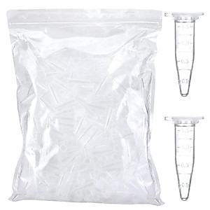 BKMAMLAB 1.5ml Microcentrifuge Tubes 100pcs, EO Sterilized Plastic Small Vials with Caps for Sample Storage without Leakage(100)