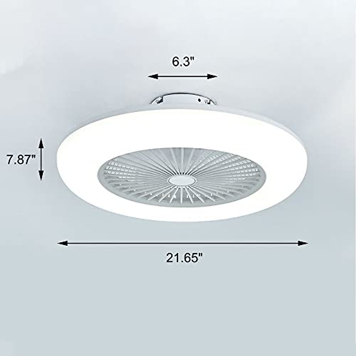 Modern Ceiling Fan with Lights,Adjustable Speed,Remote Control, 22 inch Invisible Acrylic Dimmable Lighting Fan Chandelier for Bedrooms Workout Room in White