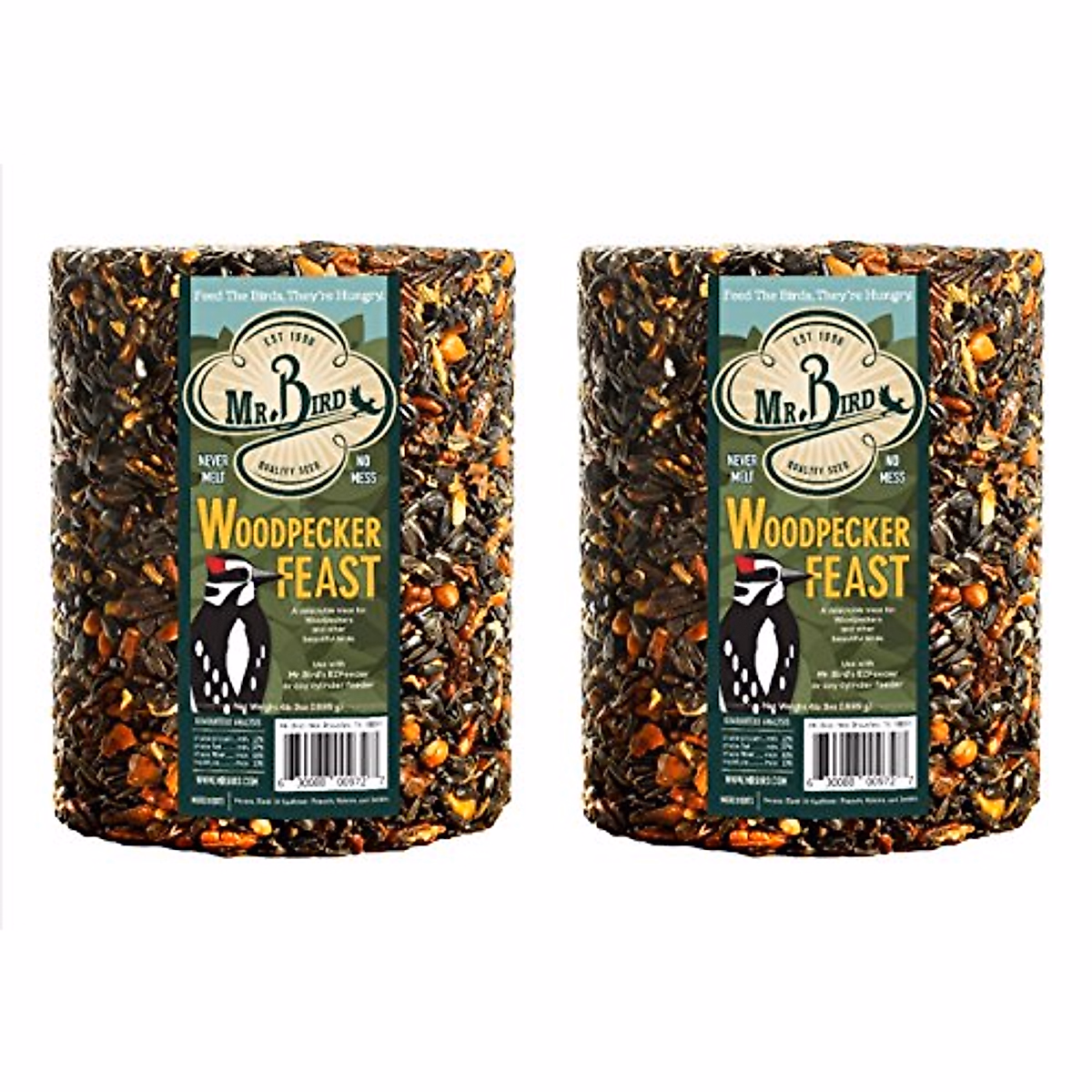 2-Pack of Mr. Bird Woodpecker Feast Large Wild Bird Seed Cylinder 4 lbs. 2 oz.