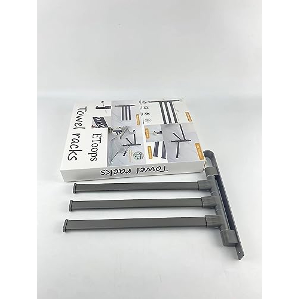 EToops Towel Racks, Swivel Towel Rack, Rustproof and Durable Space Saving Towel Hanger, Towel Bar Swing Out 180° Rotation, Wall Mounted/Glue Mounted Towel Rod with Hook for Bathroom, Kitchen