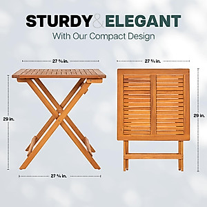 Idzo Heavy Duty Patio Bistro Armchairs Set of 2 for Outdoor with Legolas Bistro Dining Table, FSC Acacia Wood, Dinning Set for Romantic Couple