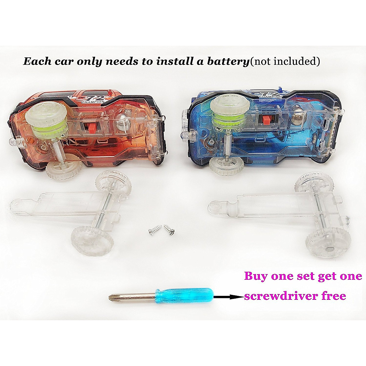 Car Track,Light Up Tracks Car(2-Pack) Glow in The Dark Racing Track Accessories Compatible with Most Tracks,Boys & Girls (style1：red+Blue)