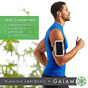 Gaiam Running Arm Band - Clear Window Phone Holder with AirPods Bag or Keys Pocket - for Jogging, Walking, and Running, Exercise & Fitness - Adjustable, Moisture-Wicking, and Durable Protection