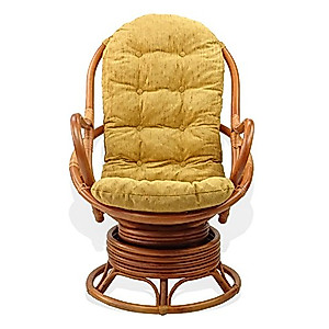 Lounge Swivel Rocking Rattan Wicker Java Chair Handmade w/Light Brown Cushion,Colonial Color
