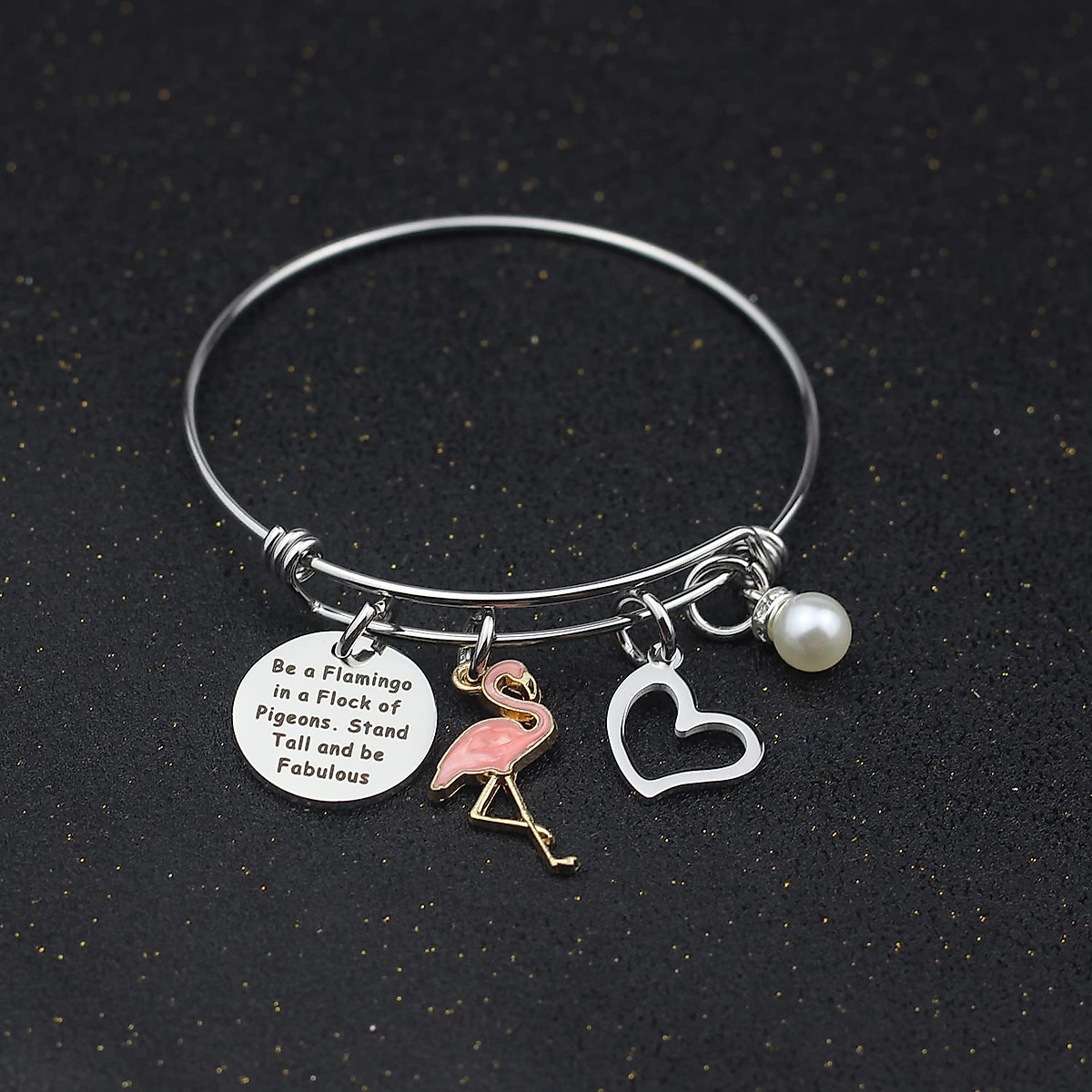 Flamingo Bracelet Gift for Women Flamingo Jewelry Be A Flamingo in A Flock of Pigeons Bangle Bracelet Gift for Flamingo Lovers (Be a flamingo)