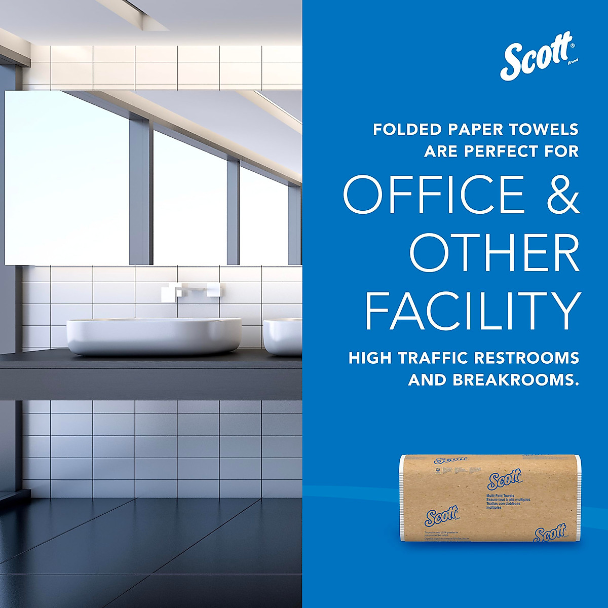 Scott Essential Multifold Paper Towels (01840) with Fast-Drying Absorbency Pockets, White, 250 Count (Pack of 16)