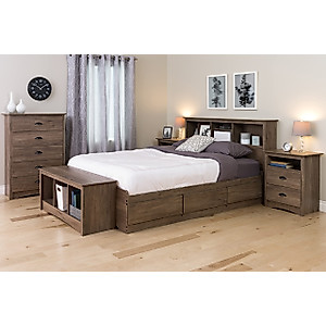 Prepac Salt Spring Rustic Full/Queen Headboard with Bookcase, Farmhouse Bookcase Headboard for Full/Queen Beds 11" D x 65.75" W x 43" H, Drifted Gray, DSH-6643-V