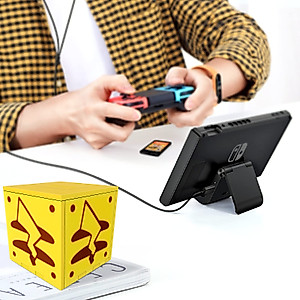 UFOPETIE 16 in 1 Game Case for Nintendo Switch Game Storage,Compatible with Nintendo Switch Case Pokemon Theme,Nintendo Switch Game Card Holder,for Switch Accessories-Tail-Thumb Grip 2PCS