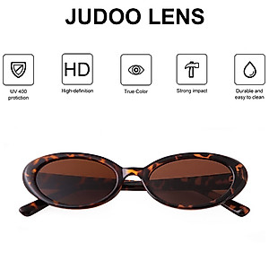 JUDOO Tiny Small 90s Oval Sunglasses for Women Men Retro Tinted Glasses