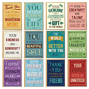 Employees Appreciation Cards Bulk, Thank You Motivational Cards for Business Team Work, Encouragement Affirmation Note Cards for Staff Coworker Friend Family - 12 Unique Designs(4 x 6 In, 24 Pack)