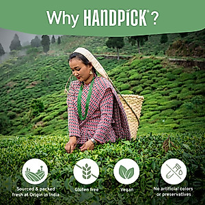 HANDPICK, Spearmint Tea Bags (100 Herbal Tea Bags) Premium Spearmint Leaves, Caffeine Free | Non-GMO, Gluten Free | Round Eco-Conscious Tea Bags | Light & Fresh