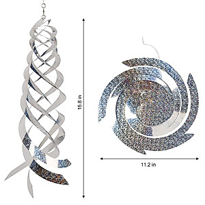 Hausse Bird Repellent Spiral Reflectors Silver Mylar Spinner, Hanging Reflective Bird Deterrent Device, Garden Decorative Scare Birds Away, Like Woodpeckers, Pigeons and Geese, 3 Pack