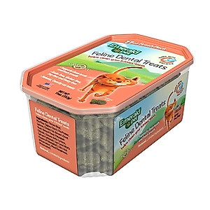 Feline Dental Treats — Tasty and Crunchy Cat Dental Treats Grain Free — Natural Dental Treats to Clean Cat Teeth, Freshen Cat Breath, and Reduce Plaque and Tartar Buildup — Salmon Treats, 11 oz