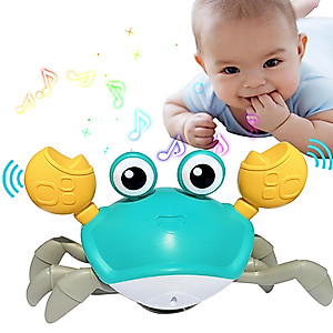 Crawling Crab Baby Toys - Infant Tummy Time Toys 3 4 5 6 7 8 9 10 11 12 Light-up Walking Sensory Induction Crabs, Interactive Toddler Christmas Easter Birthday Gift for 6-12 12-18 Months Boys Girls