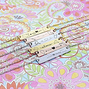 - Long distance necklace Arrow Bar Pendant Necklace Personalized gift 18K Gold/White/Rose Gold Plated Stainless Steel, Delicate Engraved Travel Moving Away Graduation gifts
